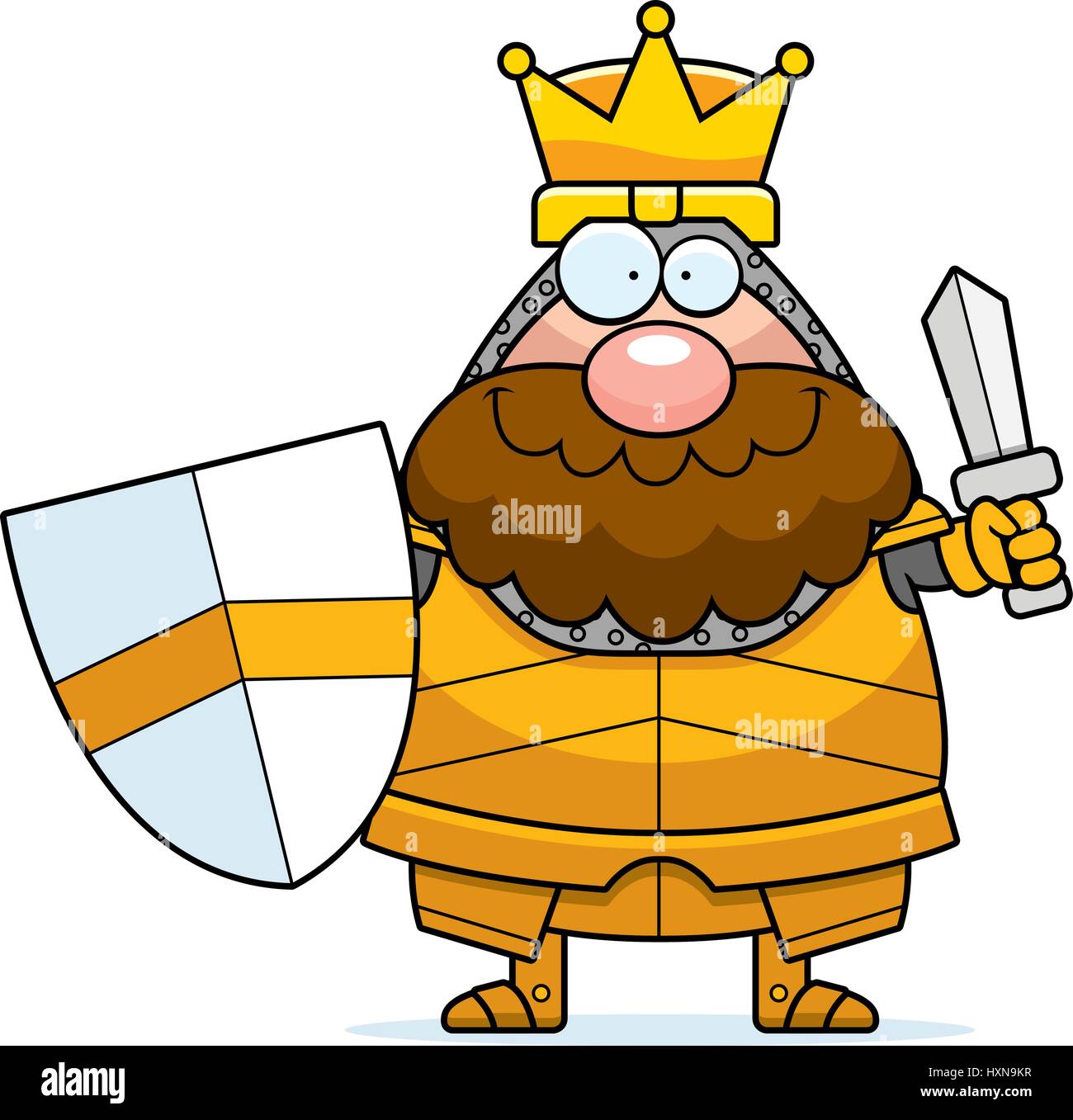 A cartoon illustration of a king in armor with a sword Stock Vector ...
