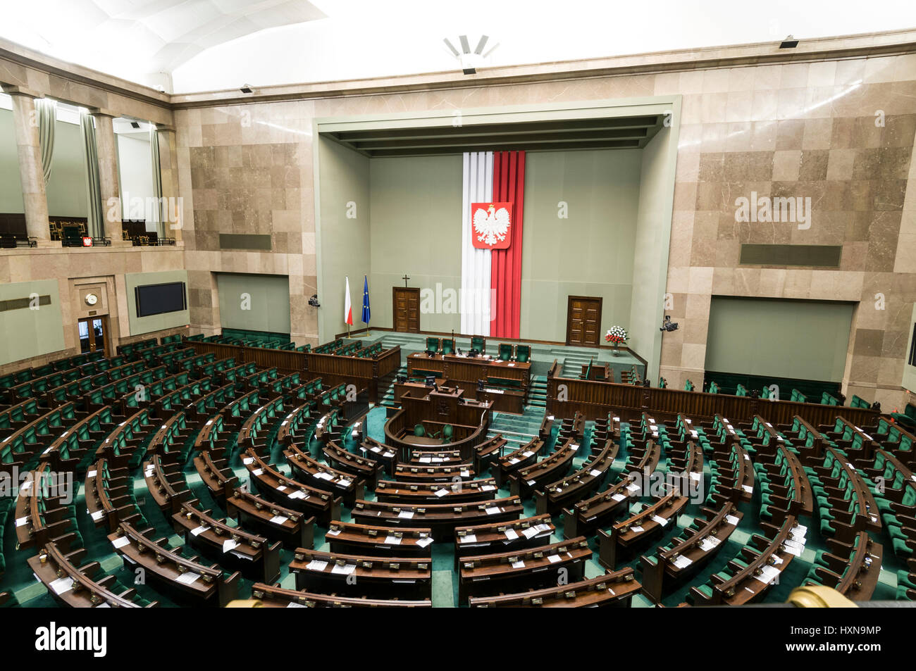 The Polish Sejim Debate Hall of the Polish Parliament in Warsaw, Poland ...