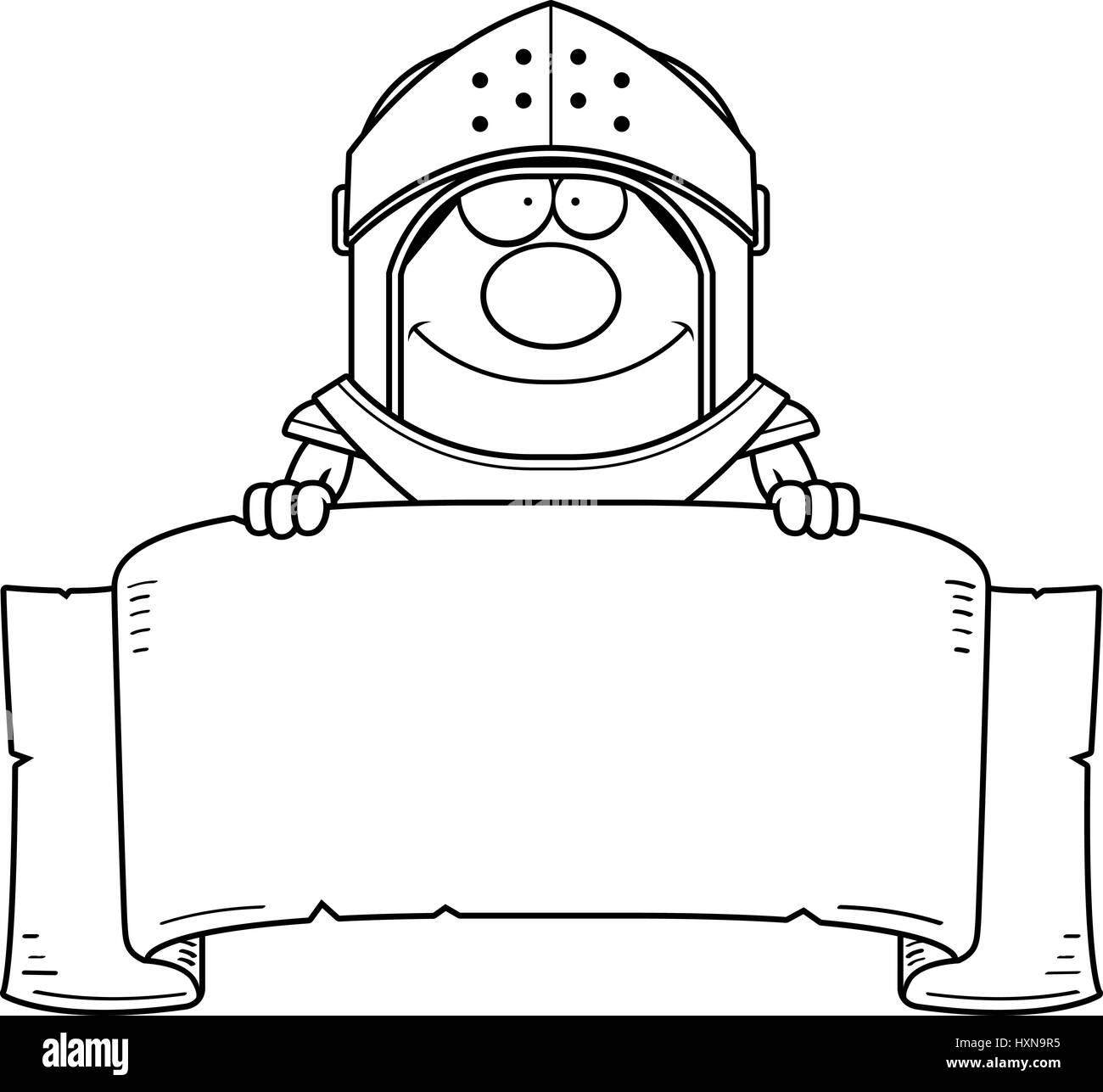 A cartoon illustration of a knight with a banner Stock Vector Image ...
