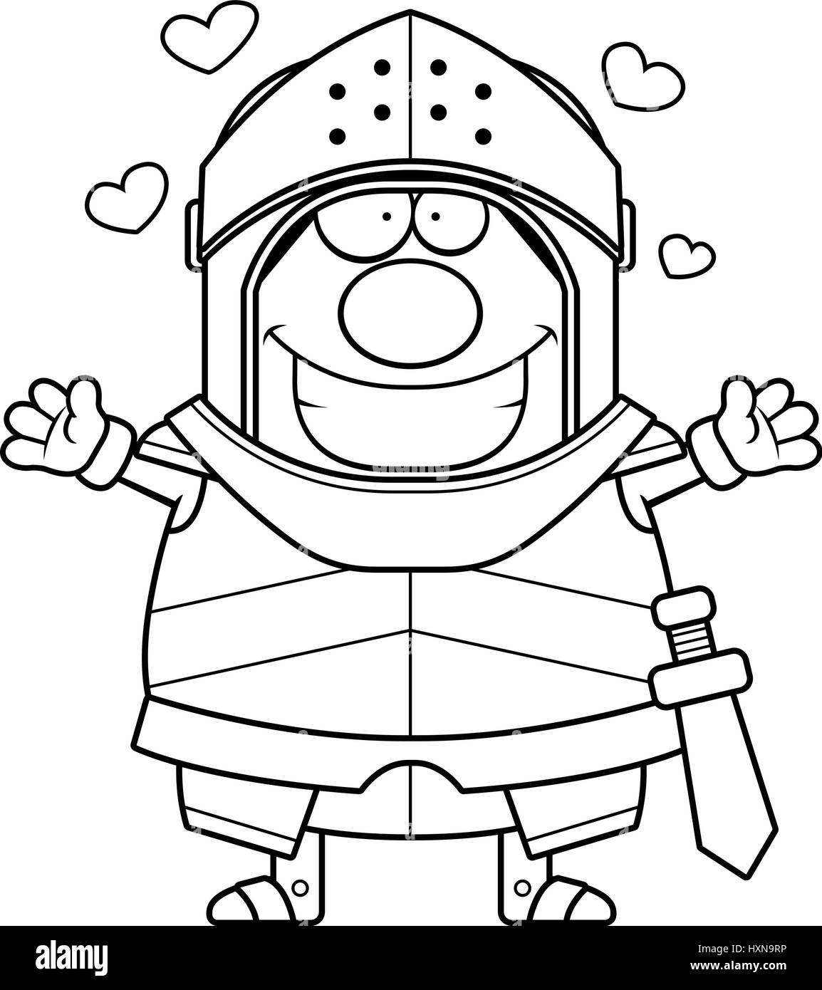 A cartoon illustration of a knight ready to give a hug Stock Vector ...