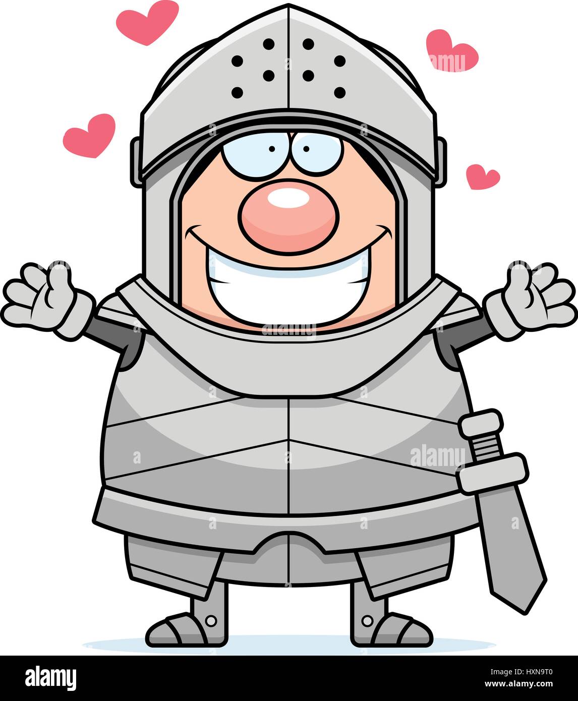 A cartoon illustration of a knight ready to give a hug Stock Vector ...