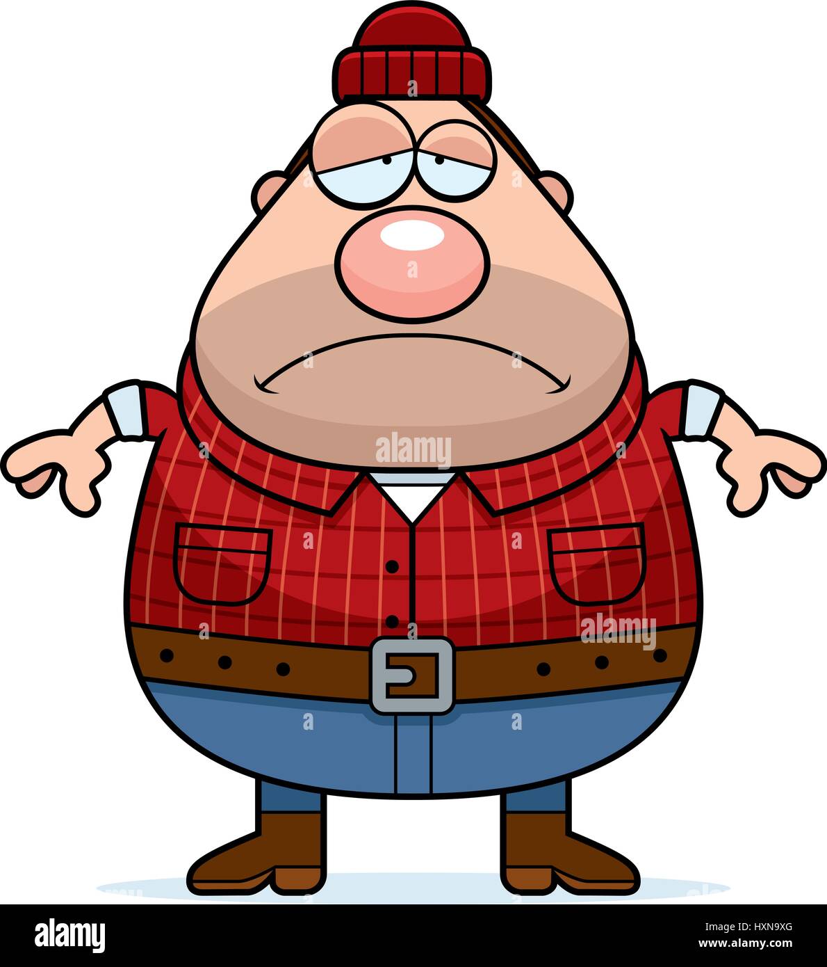 A cartoon illustration of a lumberjack looking sad Stock Vector Image ...
