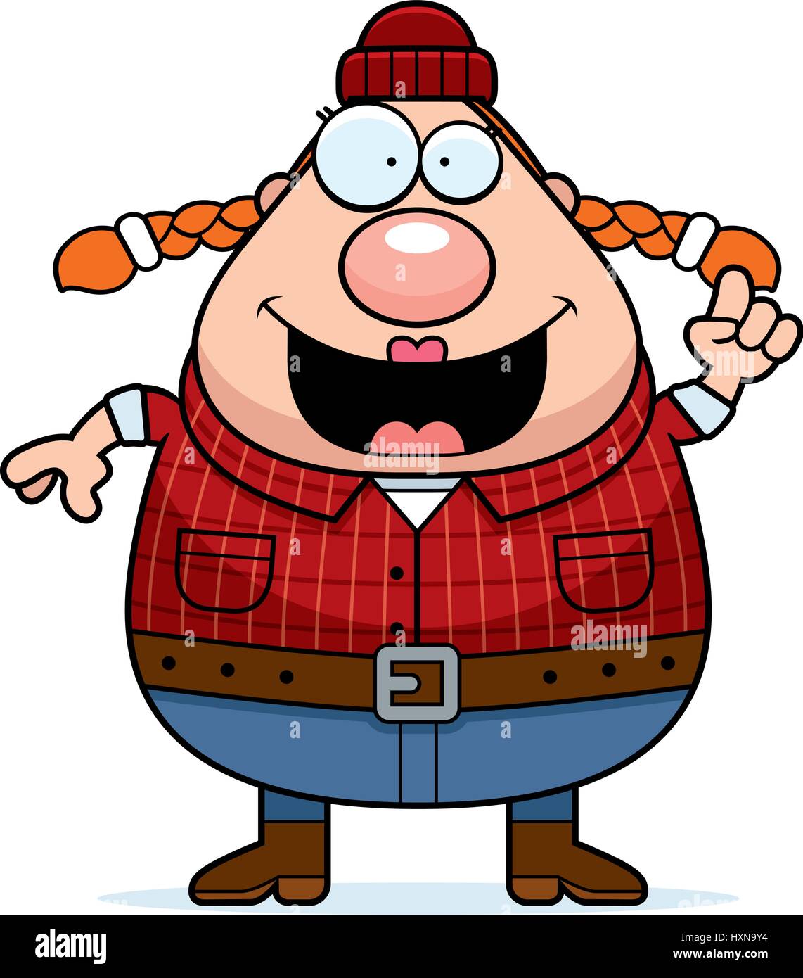 A cartoon illustration of a woman lumberjack with an idea Stock Vector ...