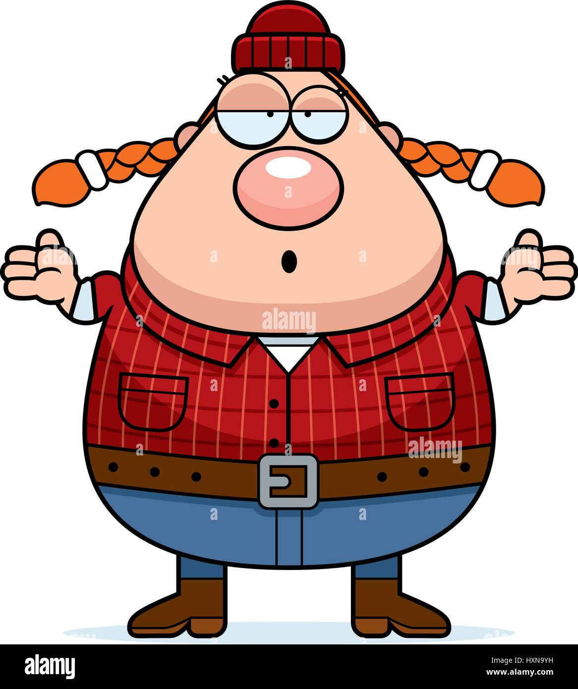 A cartoon illustration of a woman lumberjack looking confused Stock ...