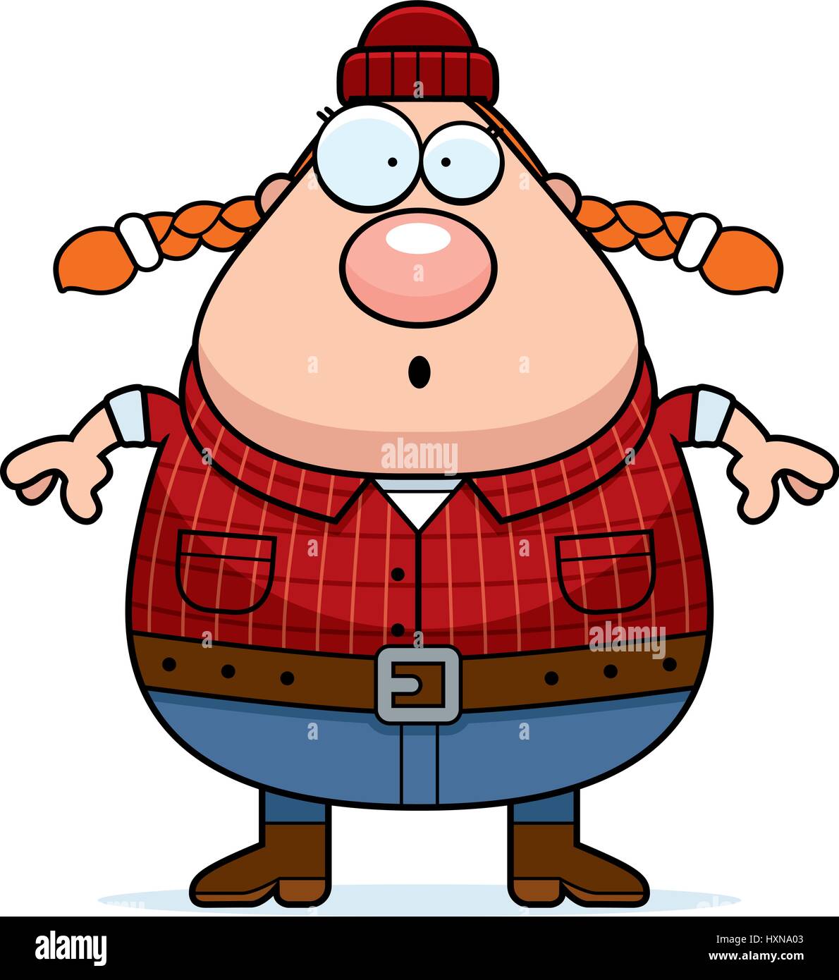 A cartoon illustration of a woman lumberjack looking surprised Stock ...