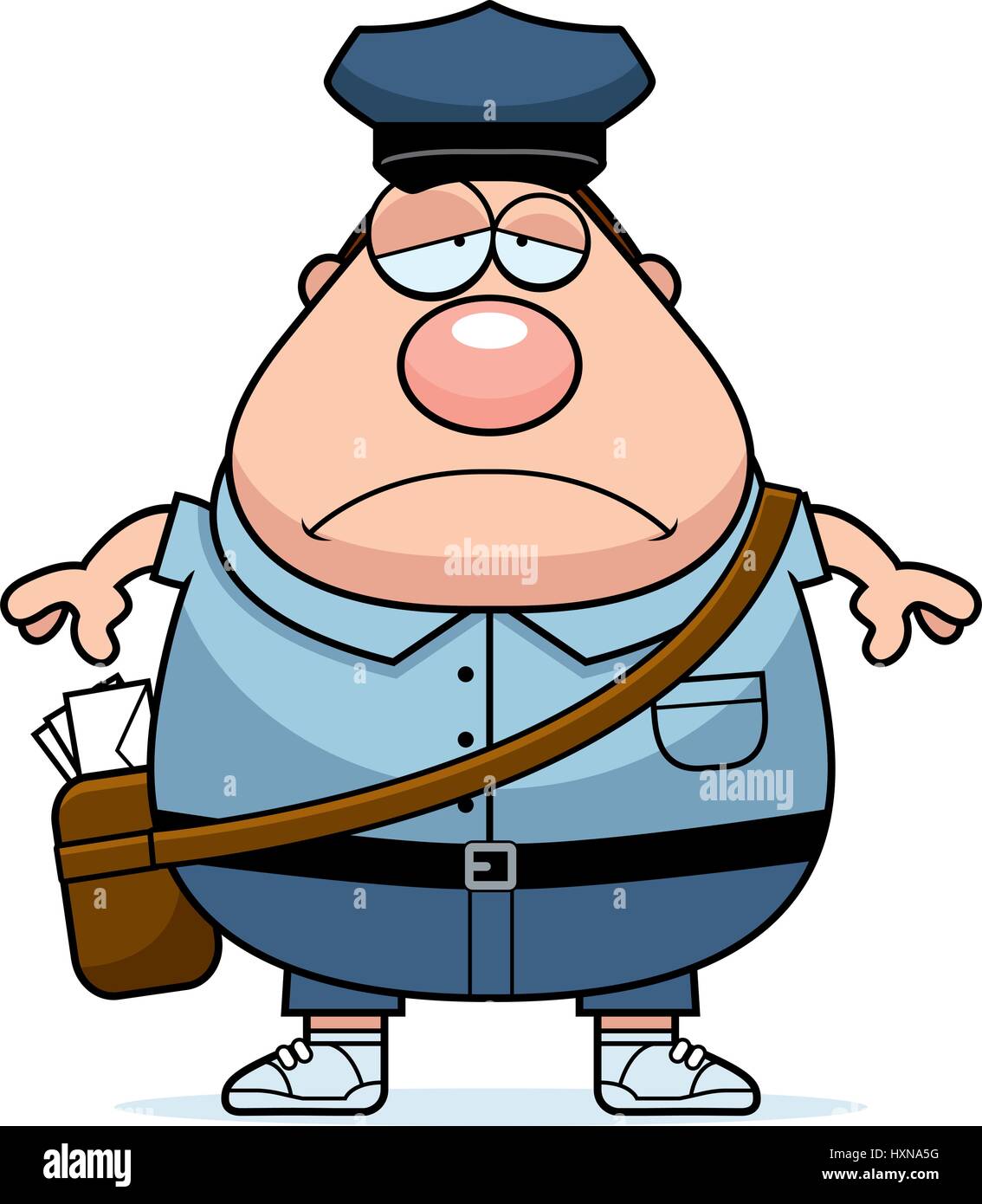 A cartoon illustration of a mailman looking tired Stock Vector Image ...