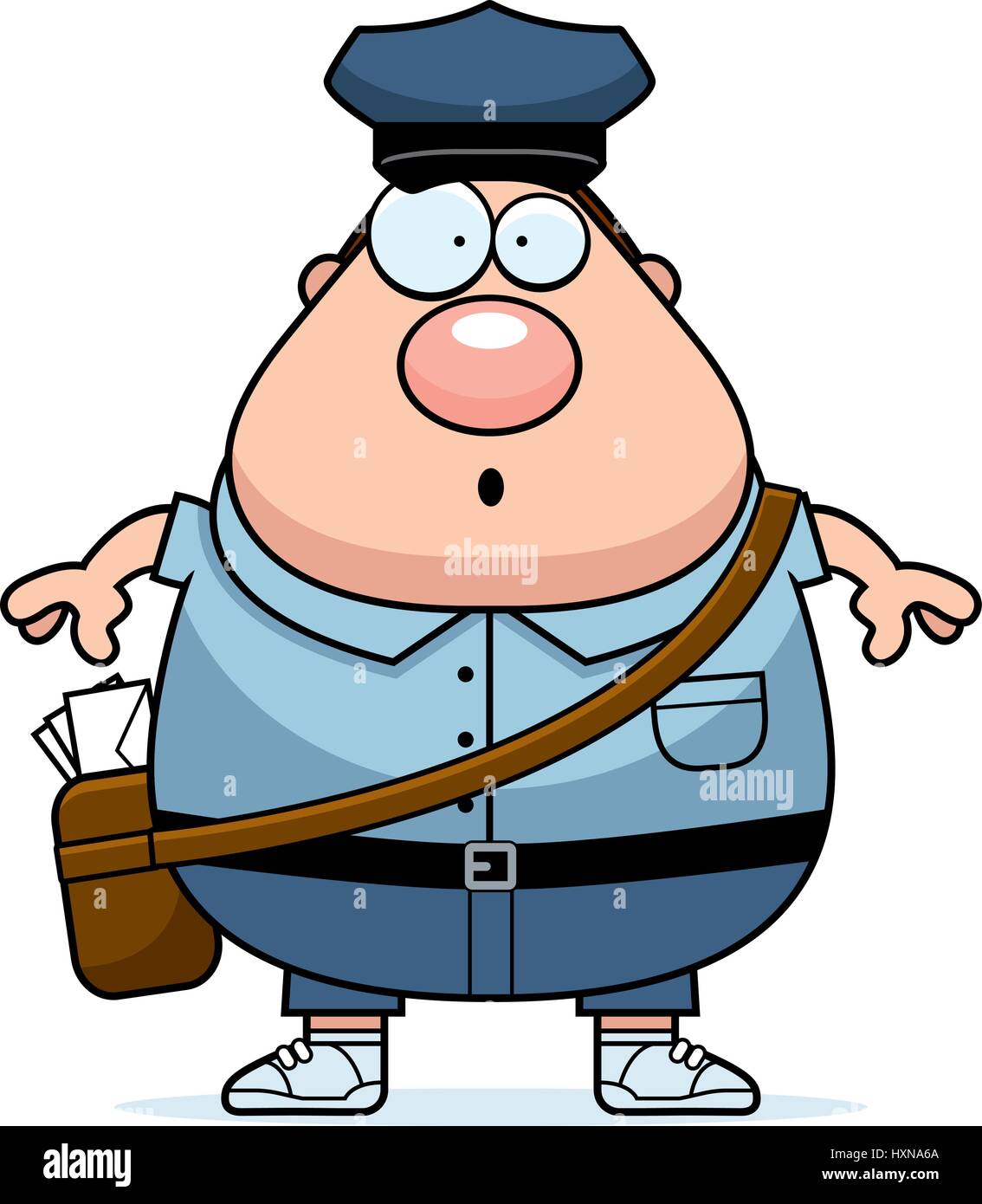 A cartoon illustration of a mailman looking surprised Stock Vector ...