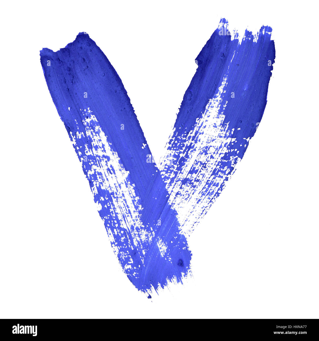 V - Blue handwritten letters over white background Stock Photo - Alamy