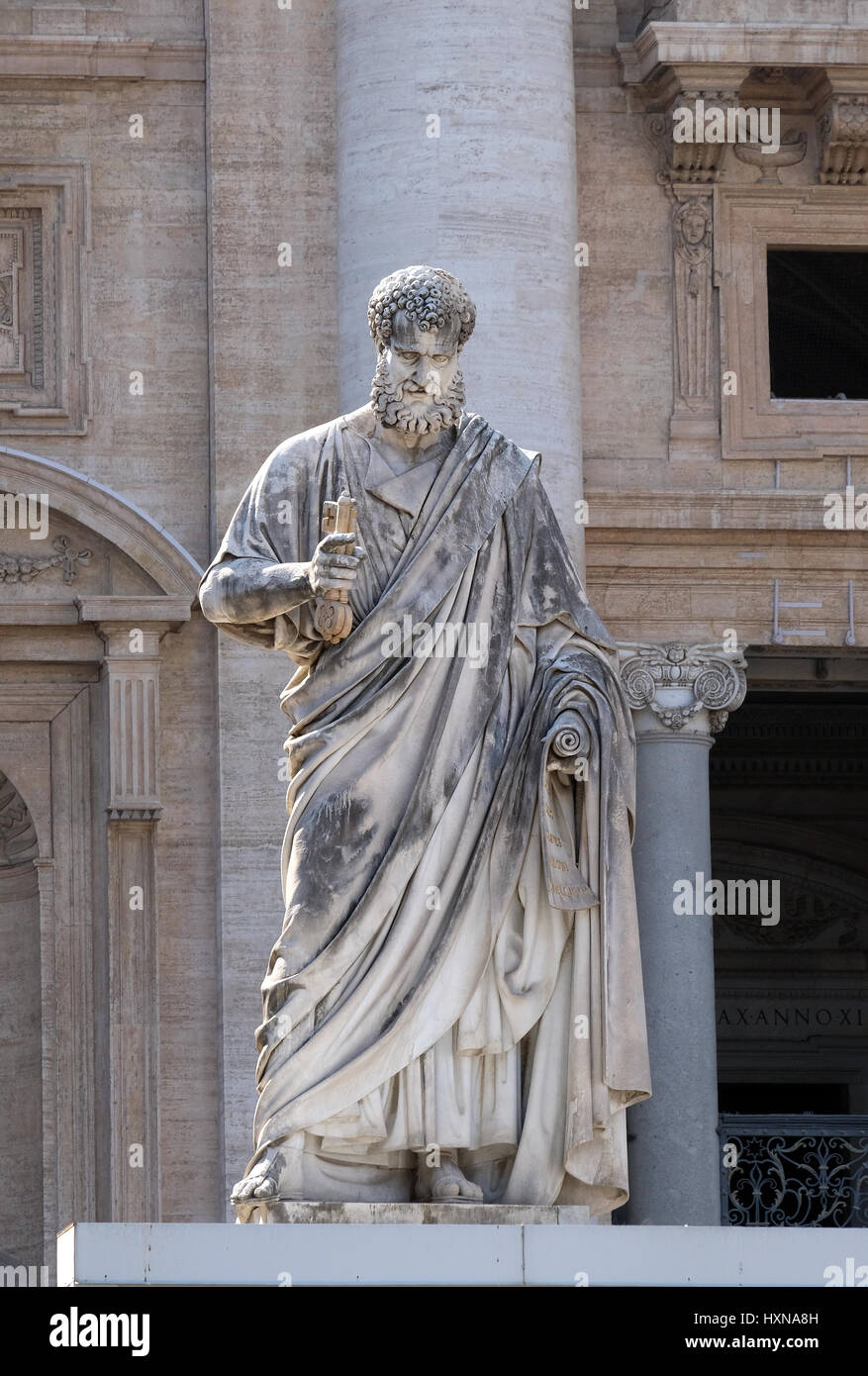 Sculpture of Saint Peter with a key before Papal Basilica of St. Peter ...