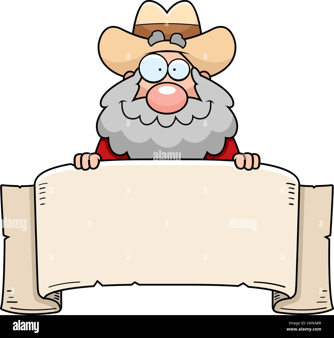 A cartoon illustration of a prospector with a banner sign Stock Vector ...