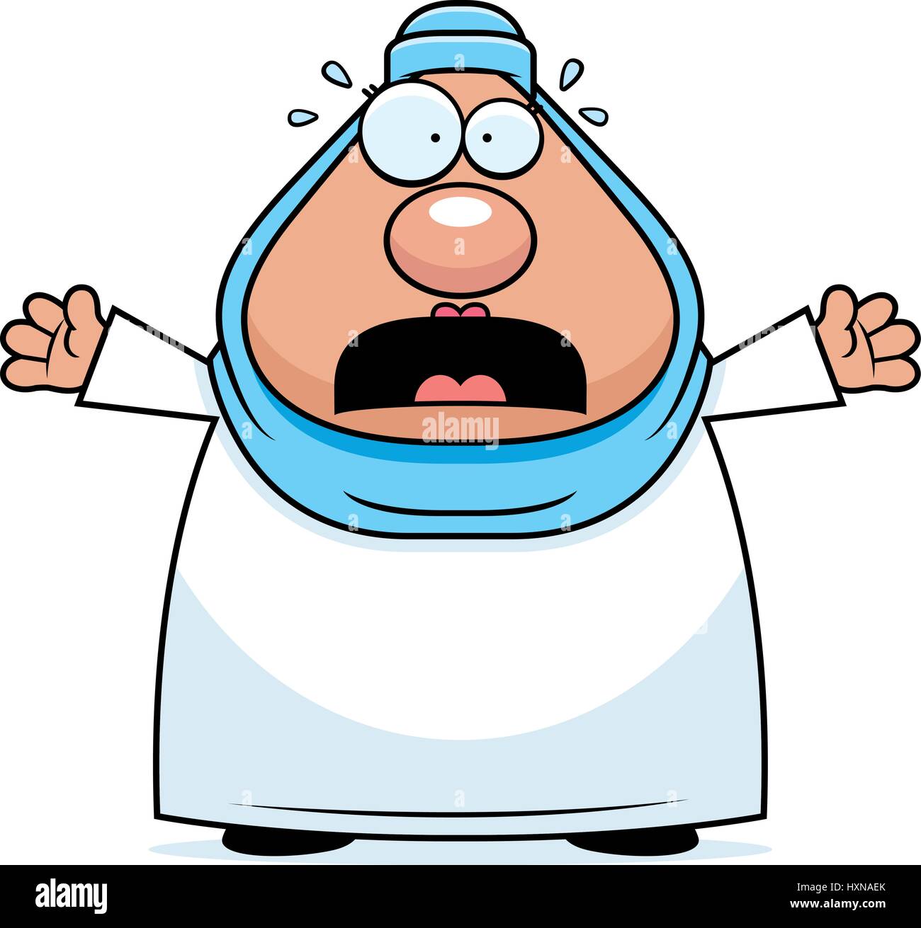 A cartoon illustration of a Muslim woman looking scared Stock Vector ...