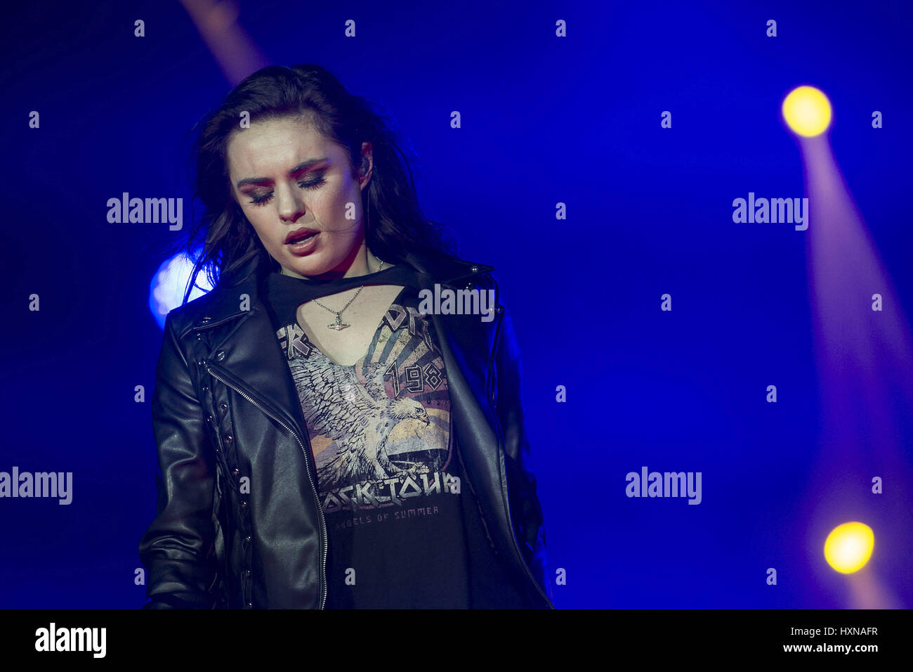 Sam Lavery performs during the X Factor tour at the O2 Arena, London ...