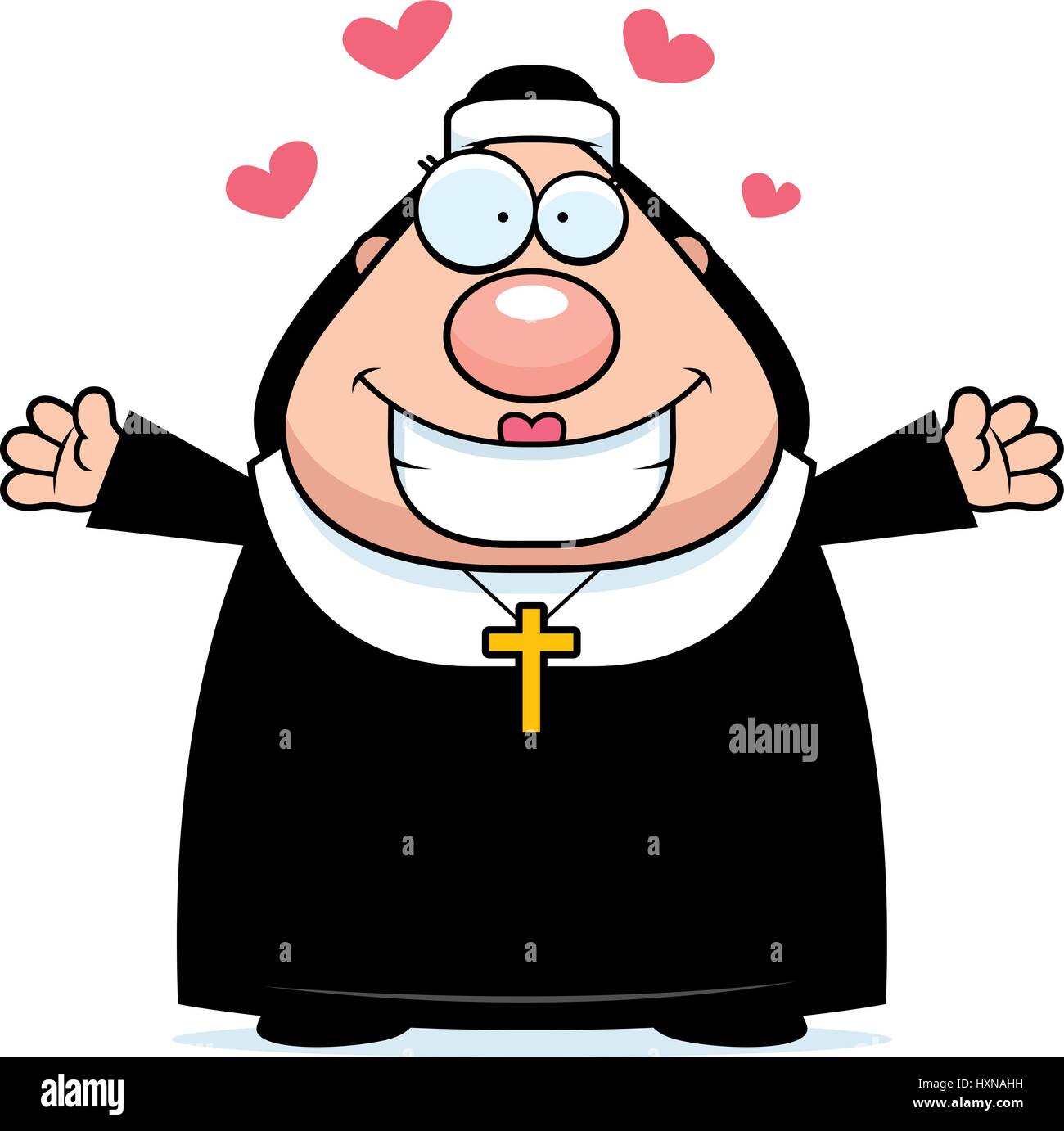 A cartoon illustration of a nun ready to give a hug Stock Vector Image ...