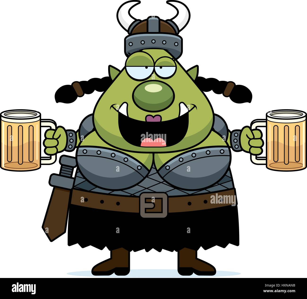 A cartoon illustration of a female orc looking drunk Stock Vector Image ...