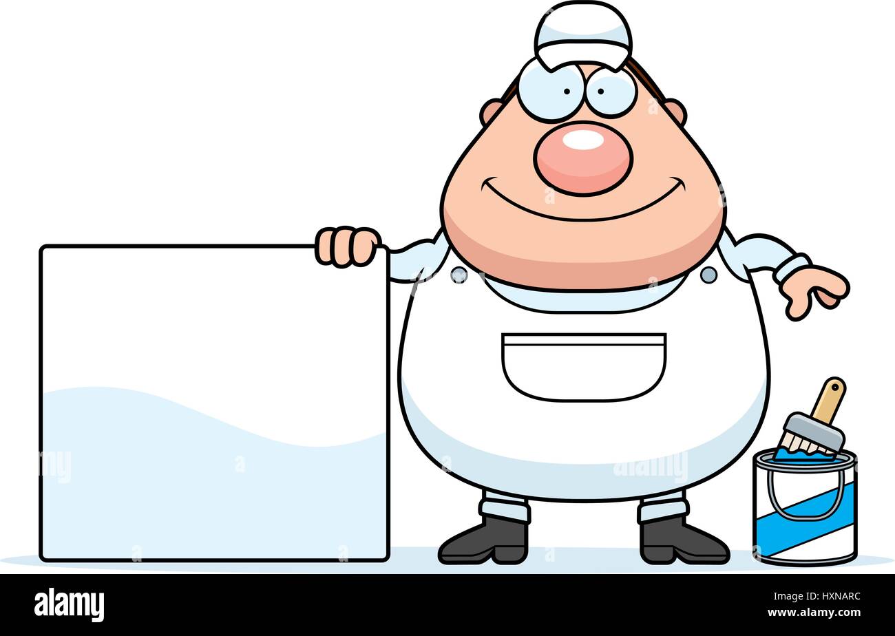 A cartoon illustration of a painter with a sign Stock Vector Image ...