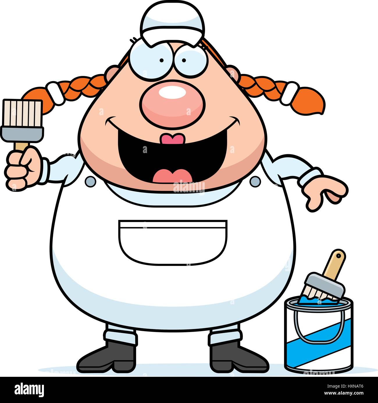 A cartoon illustration of a painter with a paintbrush Stock Vector ...