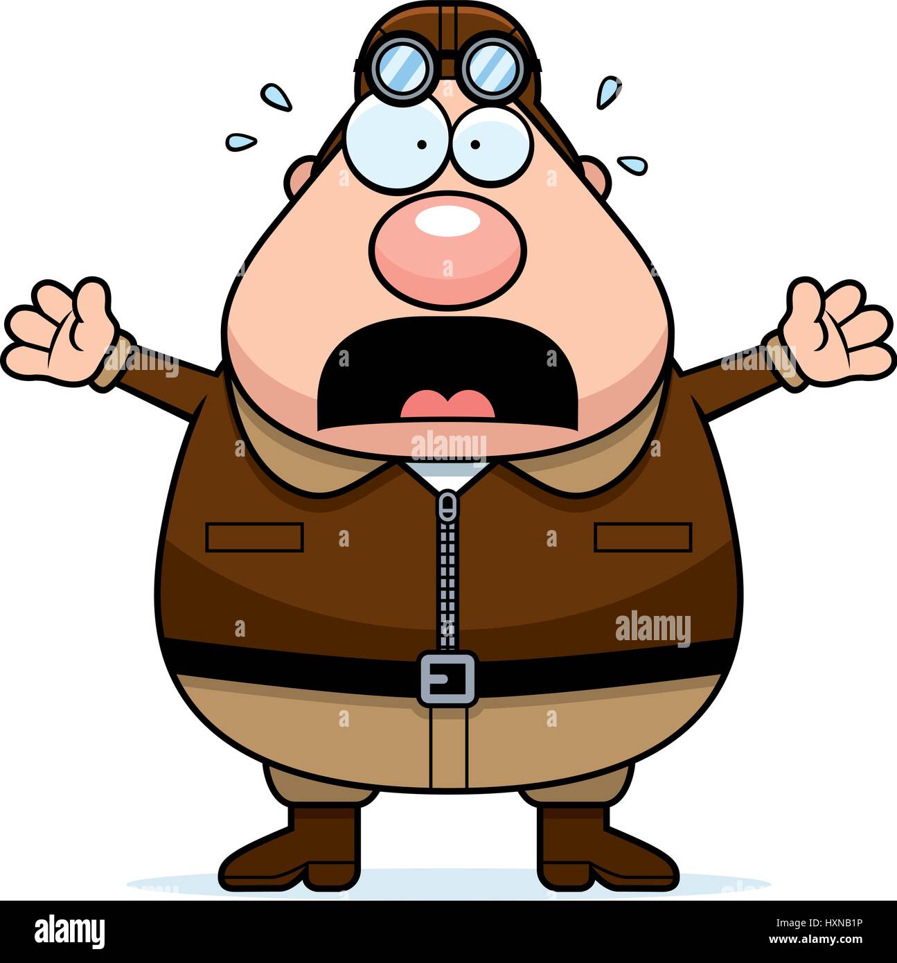 A cartoon illustration of a pilot looking scared Stock Vector Image ...