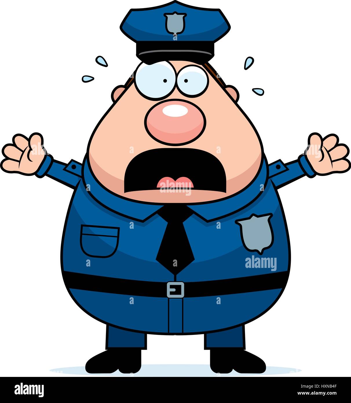 A cartoon illustration of an police officer looking scared Stock Vector ...