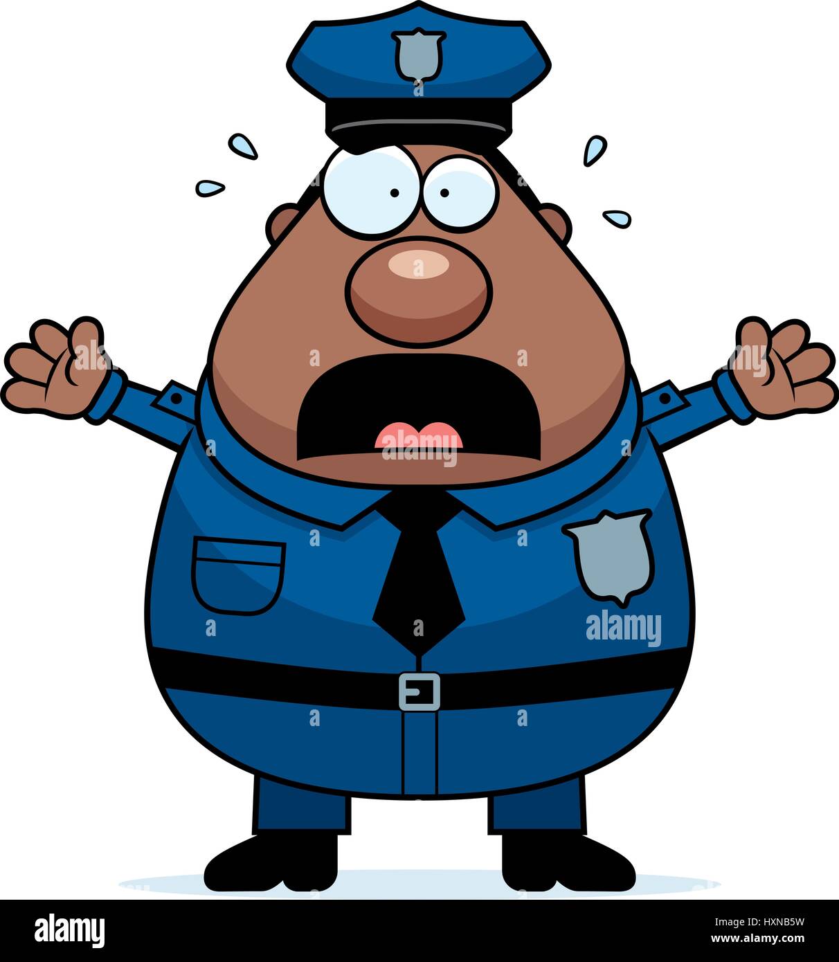 A cartoon illustration of an police officer looking scared Stock Vector ...