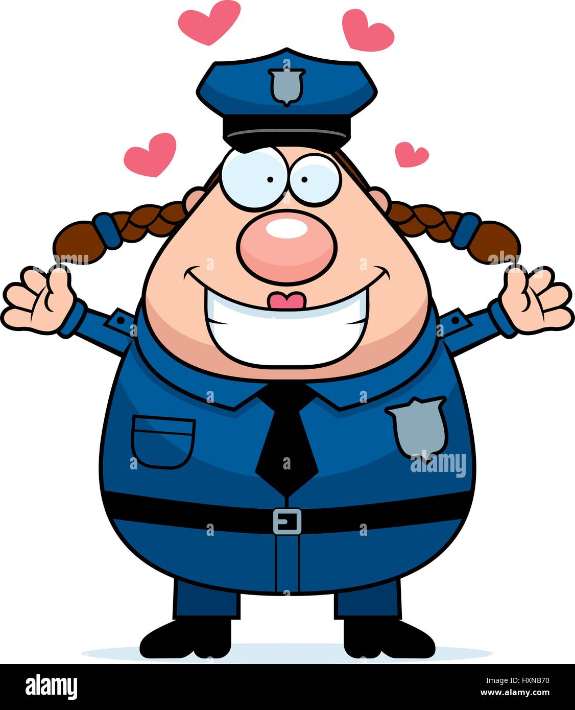 A cartoon illustration of a police woman ready to give a hug Stock ...
