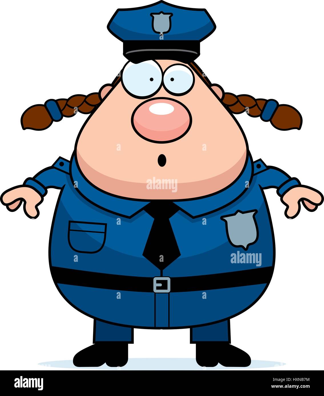 A cartoon illustration of a police woman looking surprised Stock Vector ...
