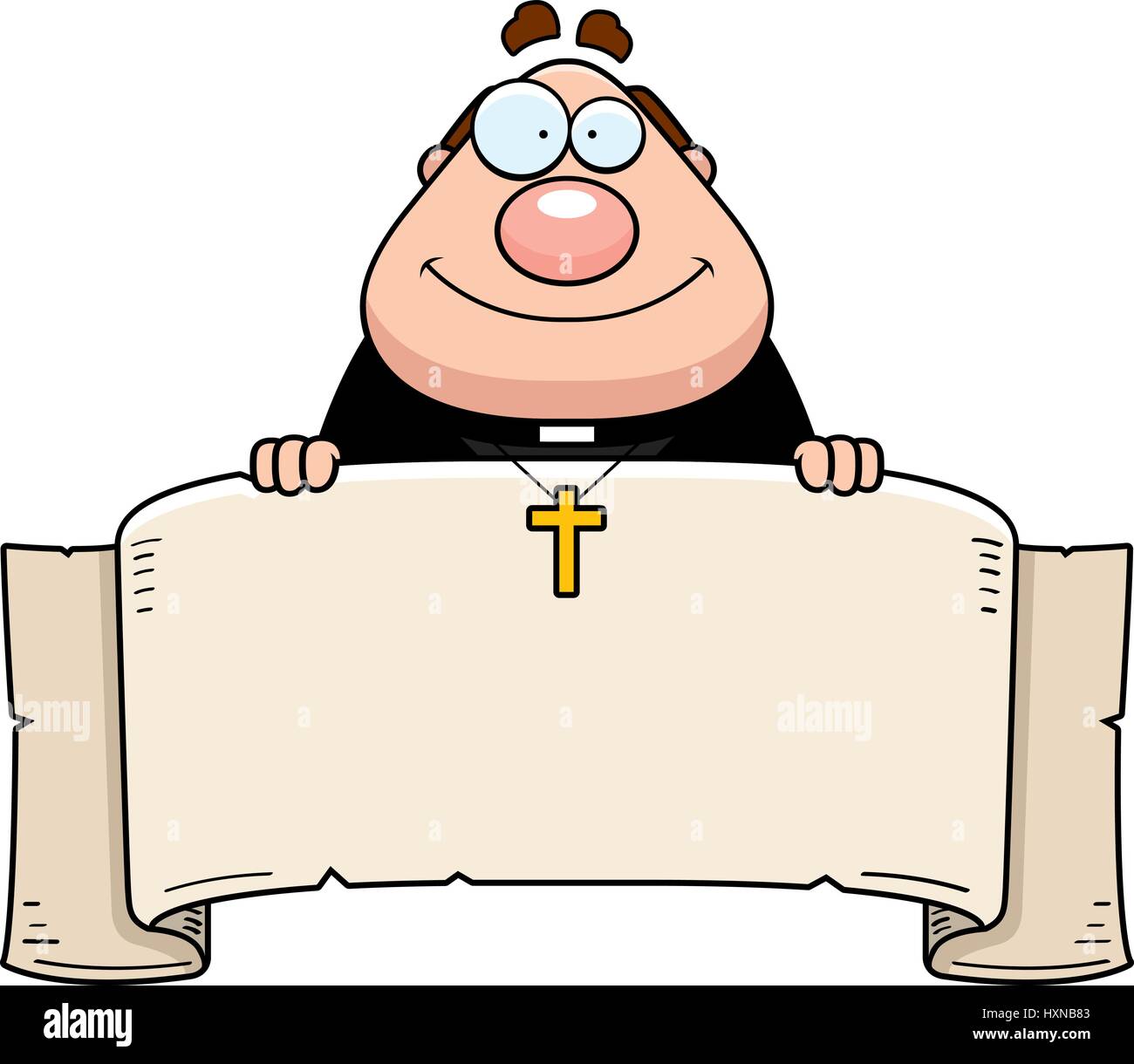 A cartoon illustration of a priest with a banner Stock Vector Image ...