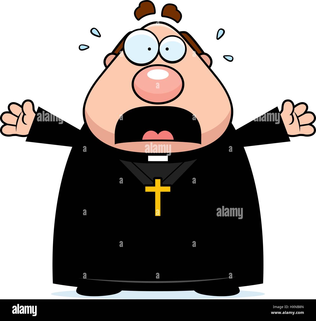 A cartoon illustration of a priest looking scared Stock Vector Image ...