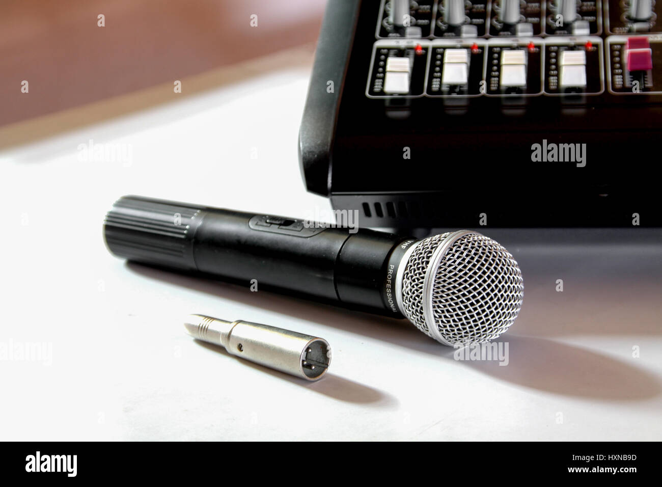 microphone and mixer for nice surround sound on broadcast Stock Photo ...