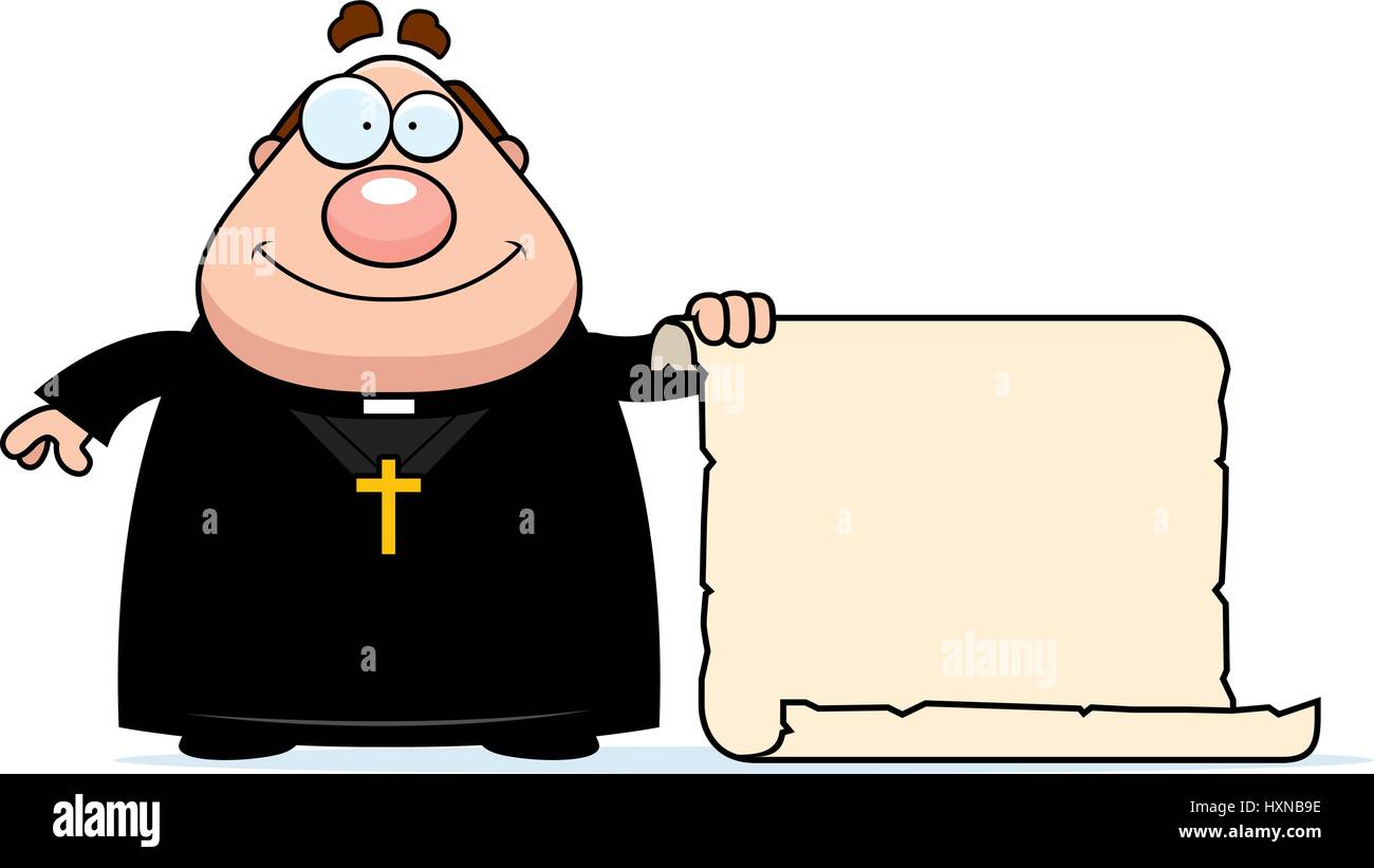 A cartoon illustration of a priest with a sign Stock Vector Image & Art ...