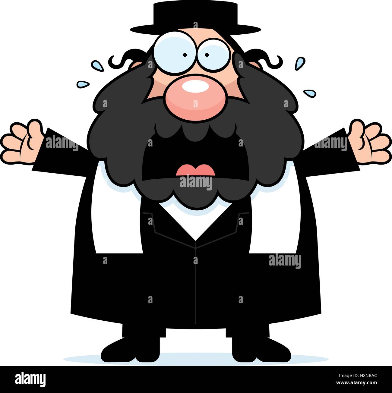 A cartoon illustration of a rabbi looking scared Stock Vector Image ...