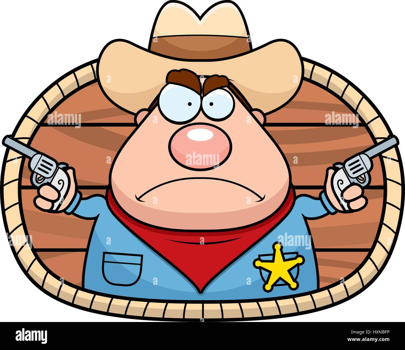 A cartoon illustration of a sheriff with guns drawn Stock Vector Image ...