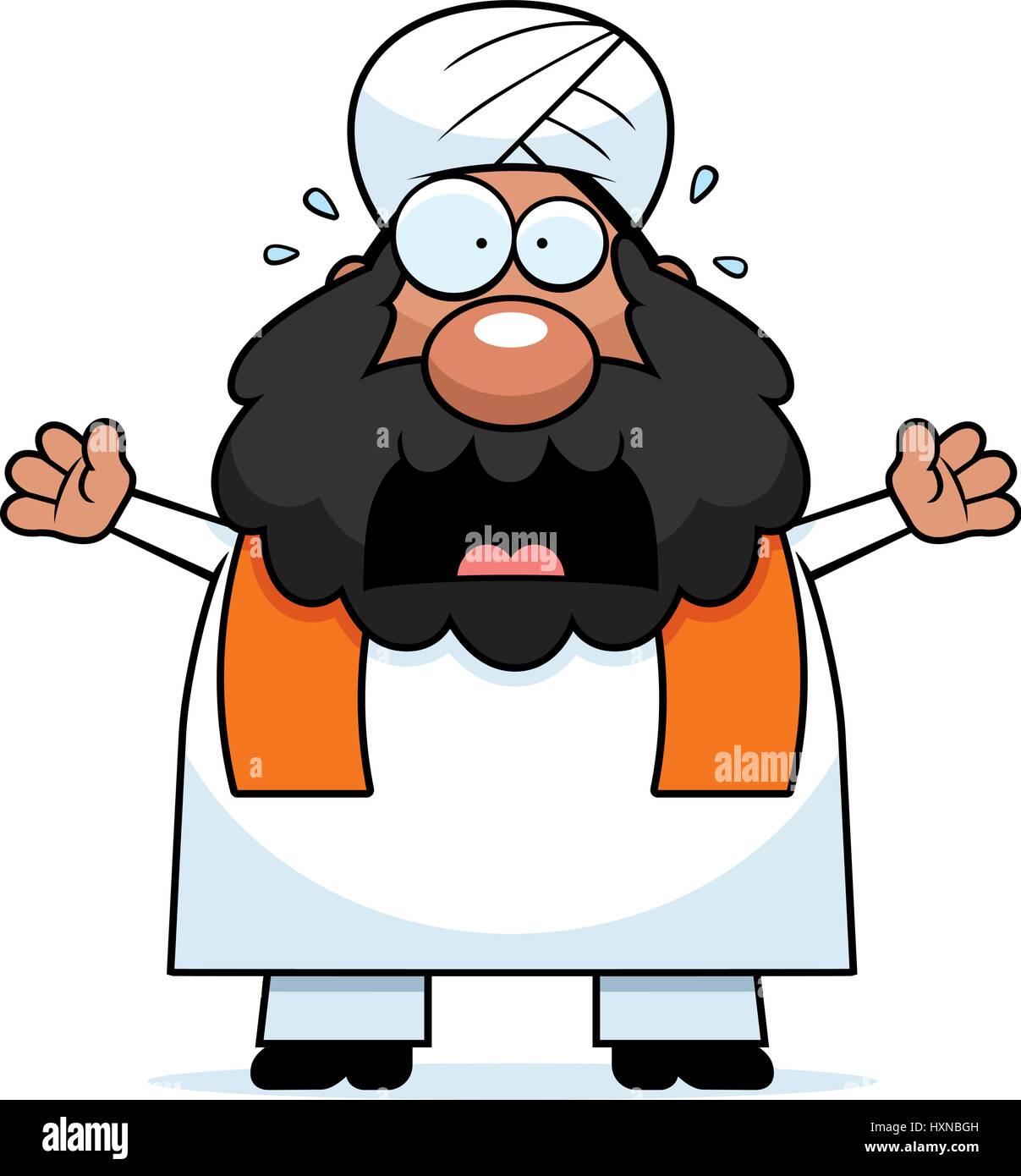 A cartoon illustration of a Sikh looking scared Stock Vector Image ...
