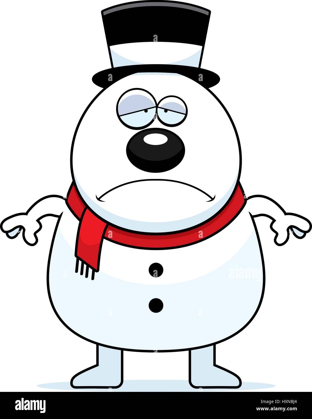 A cartoon illustration of a snowman looking tired Stock Vector Image ...