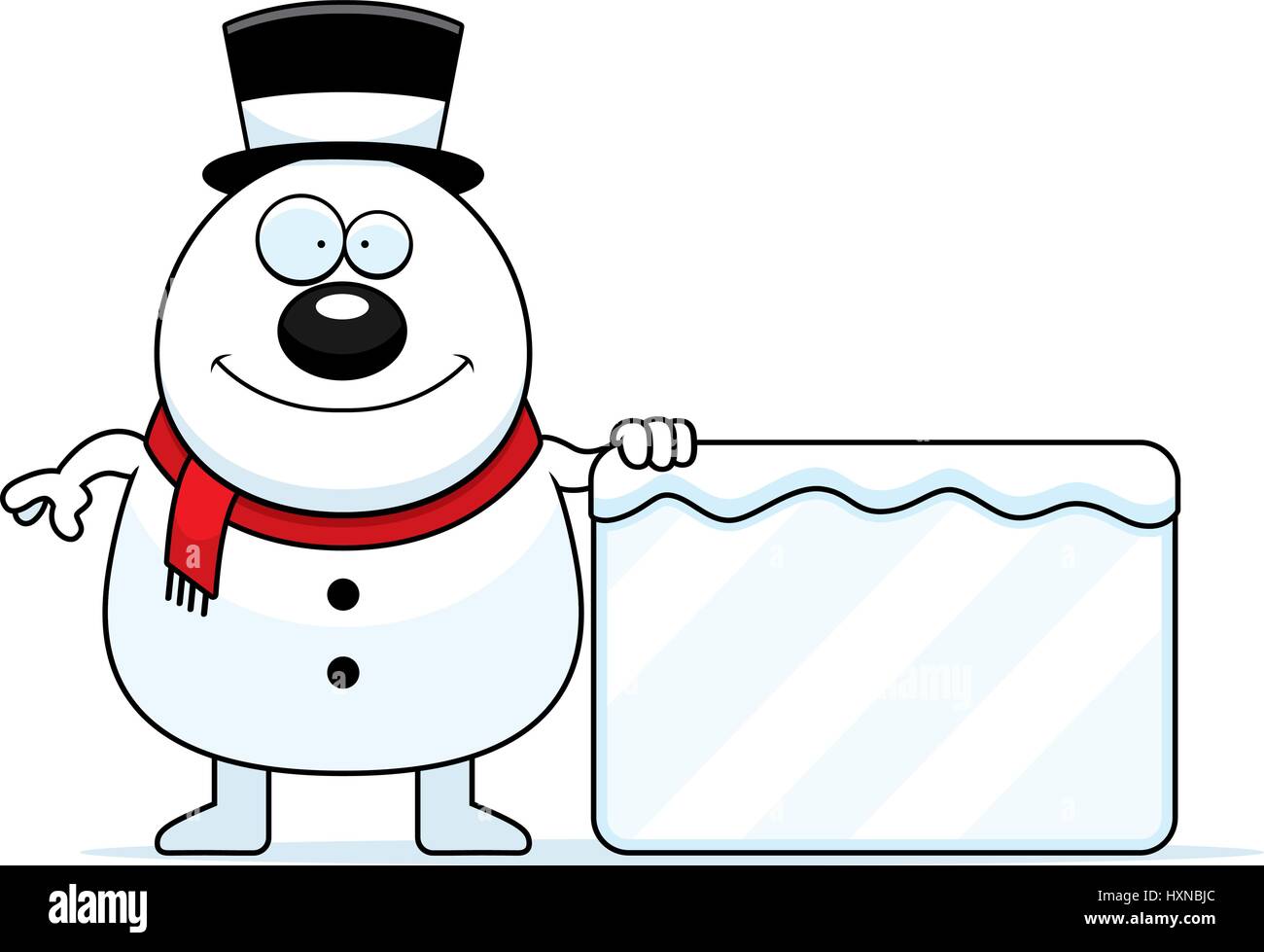 A cartoon illustration of a snowman with a sign Stock Vector Image ...