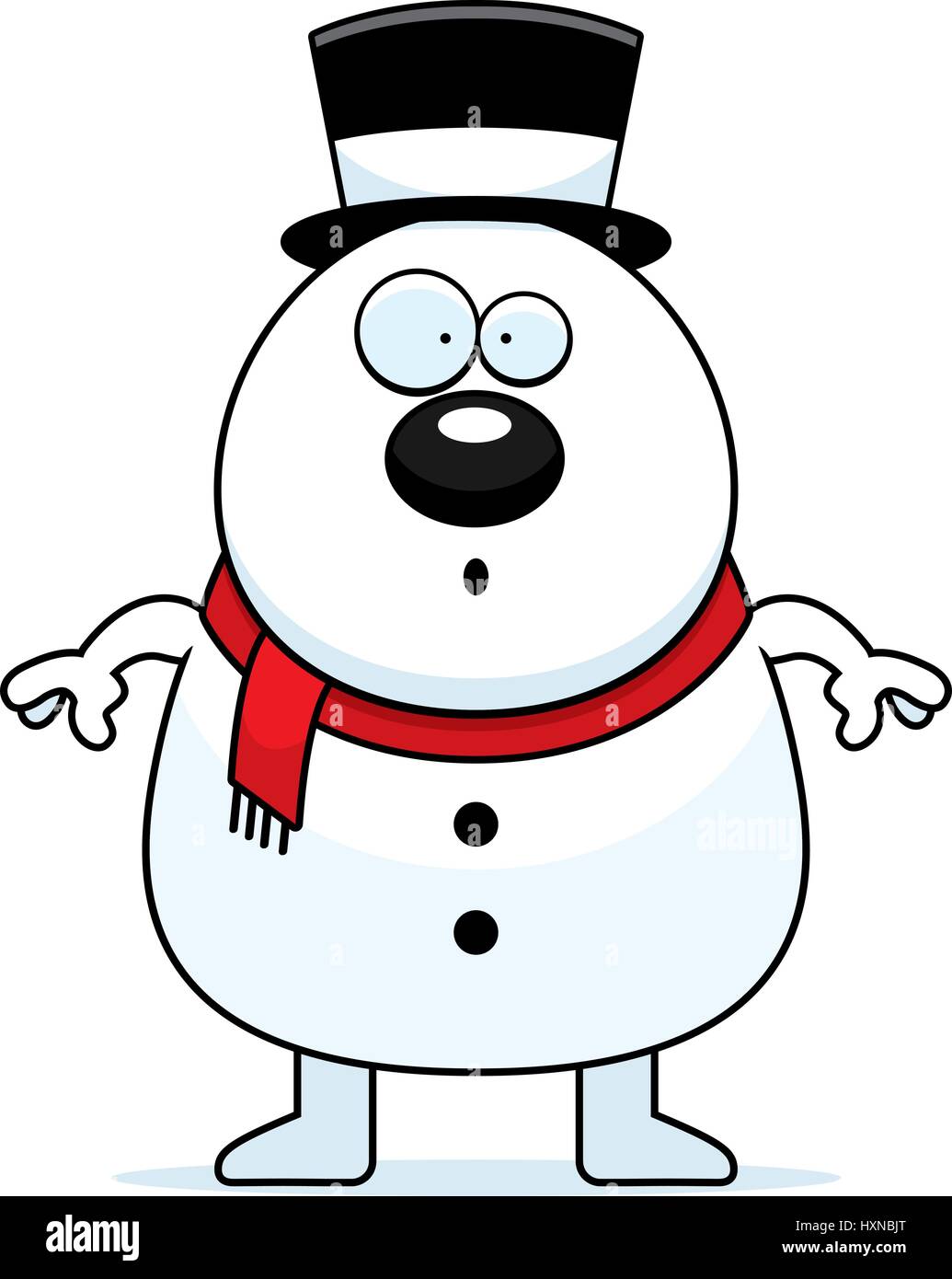 A cartoon illustration of a snowman looking surprised Stock Vector ...