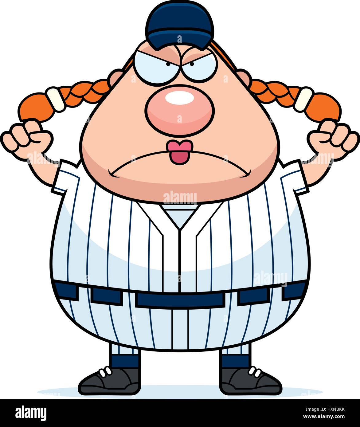A cartoon illustration of a softball player looking angry Stock Vector ...