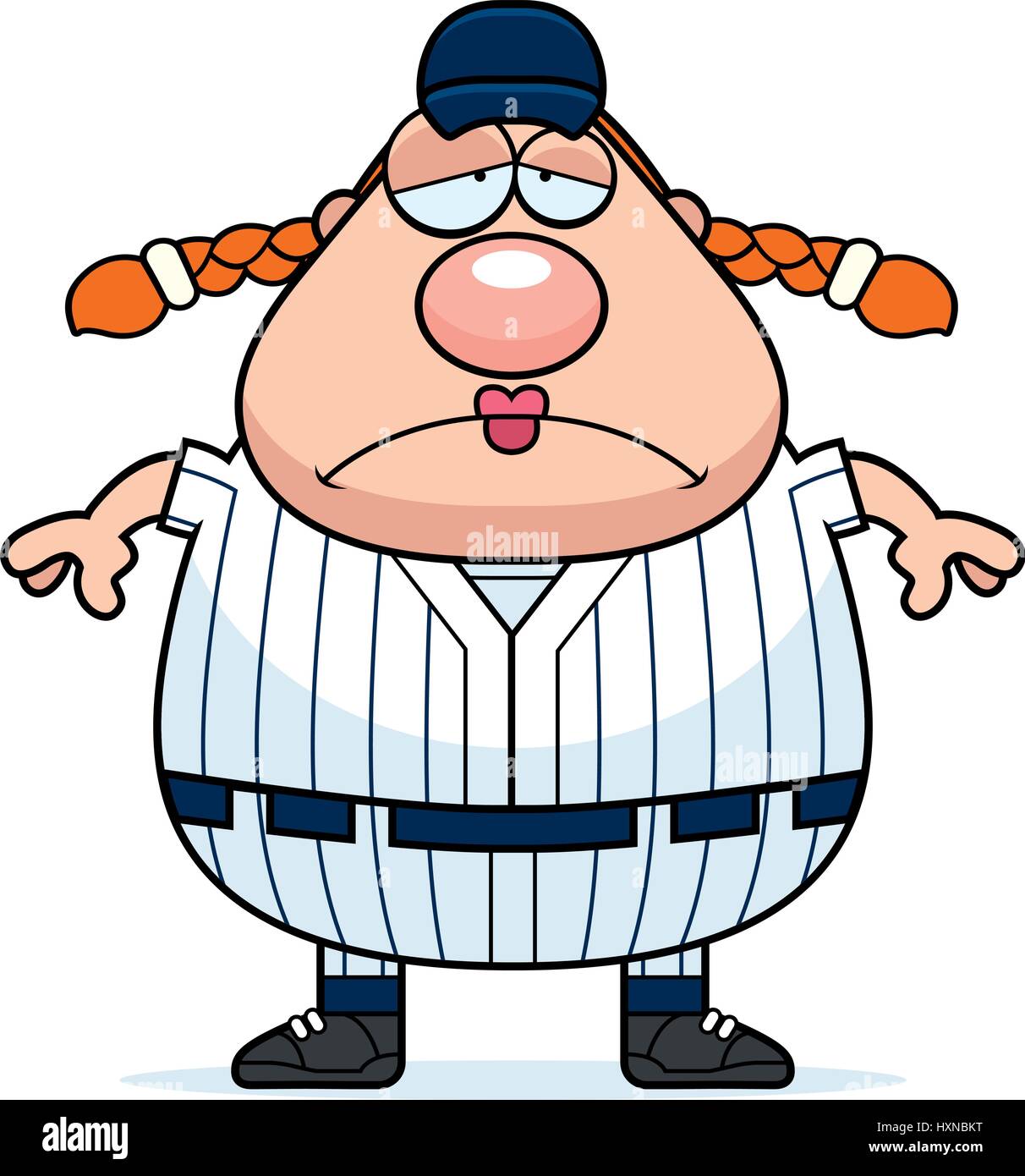 A cartoon illustration of a softball player looking tired Stock Vector ...