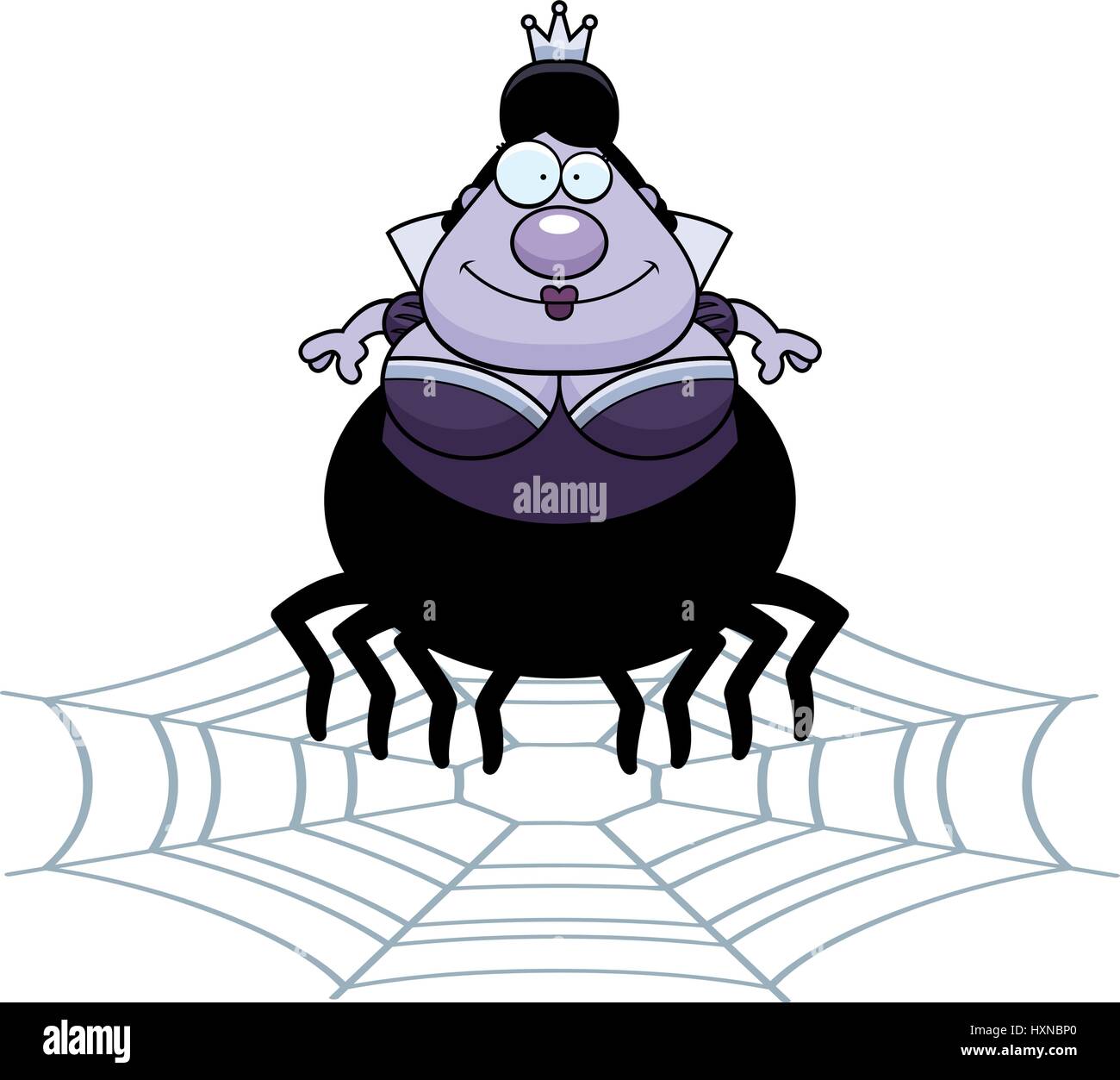 A cartoon illustration of a spider queen on a web Stock Vector Image ...