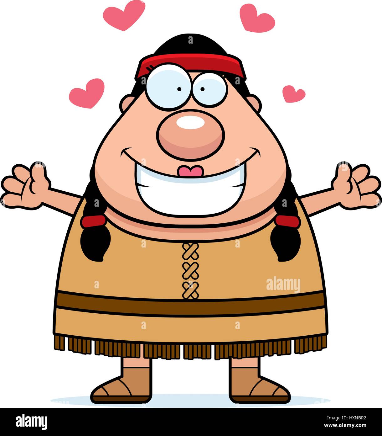 A cartoon illustration of a Native American woman ready to give a hug ...