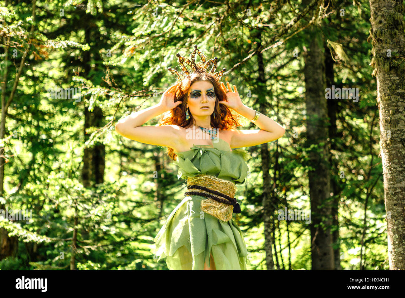 Portrait of a fairy princess in the summer forest Stock Photo - Alamy