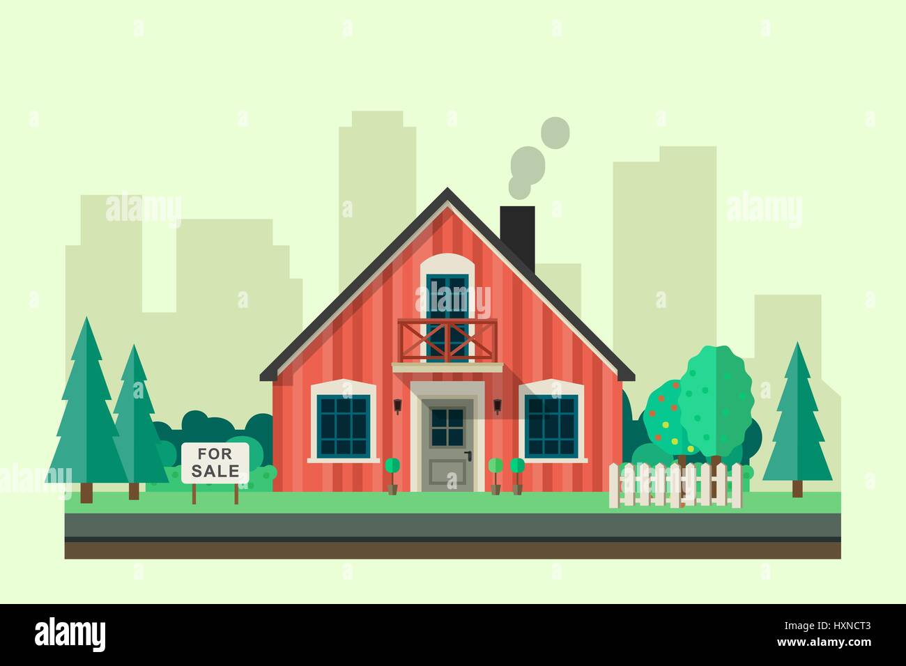 Architecture house fence town Stock Vector Images - Alamy