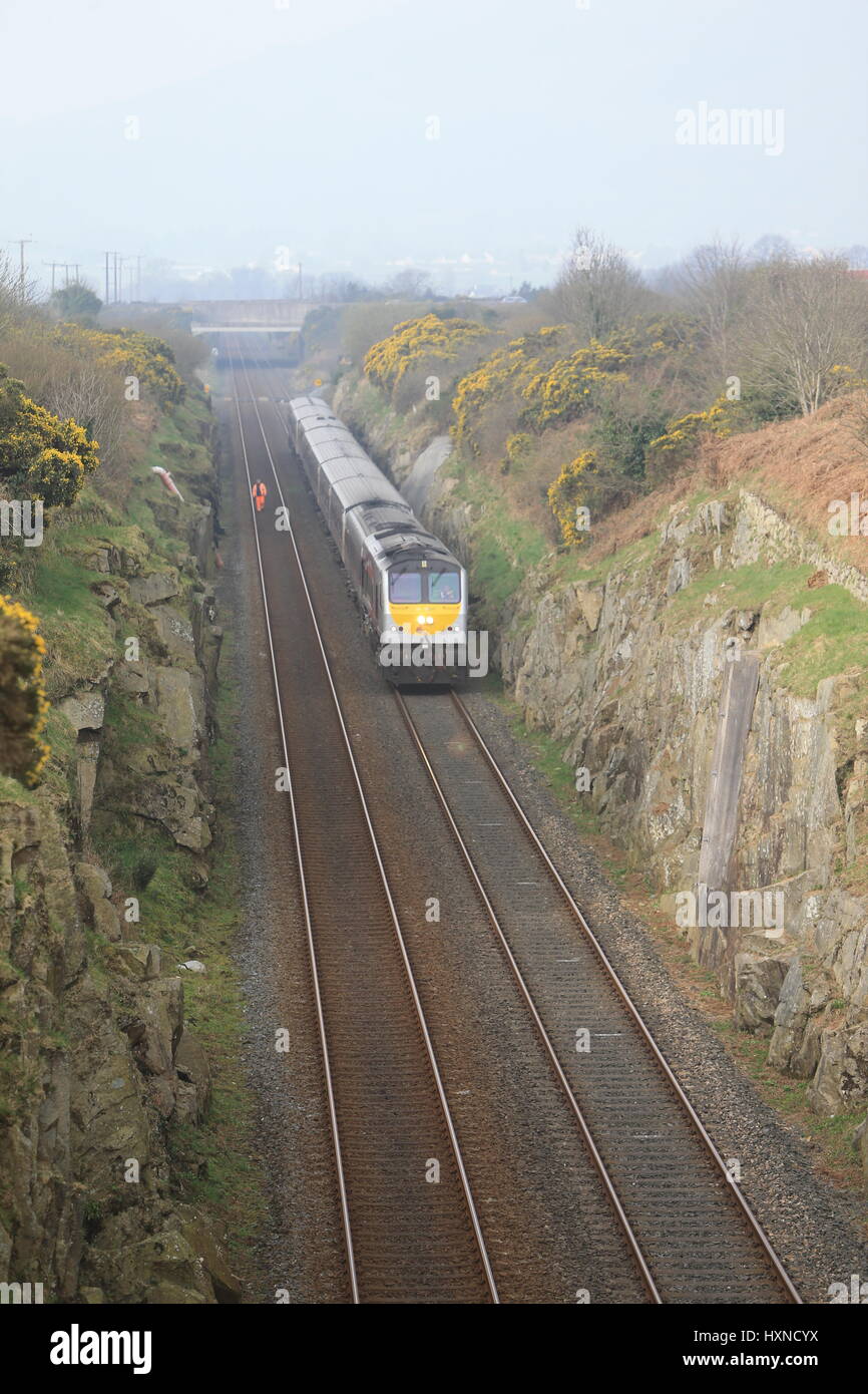 Northern Ireland Railways Enterprise train crosses the Irish Republic ...