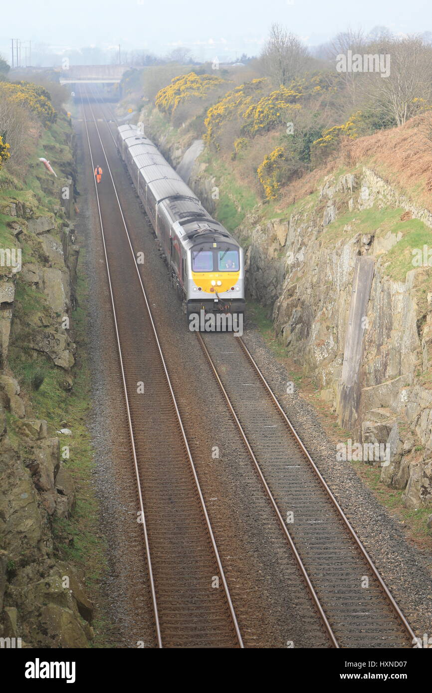 Northern Ireland Railways Enterprise train crosses the Irish Republic ...