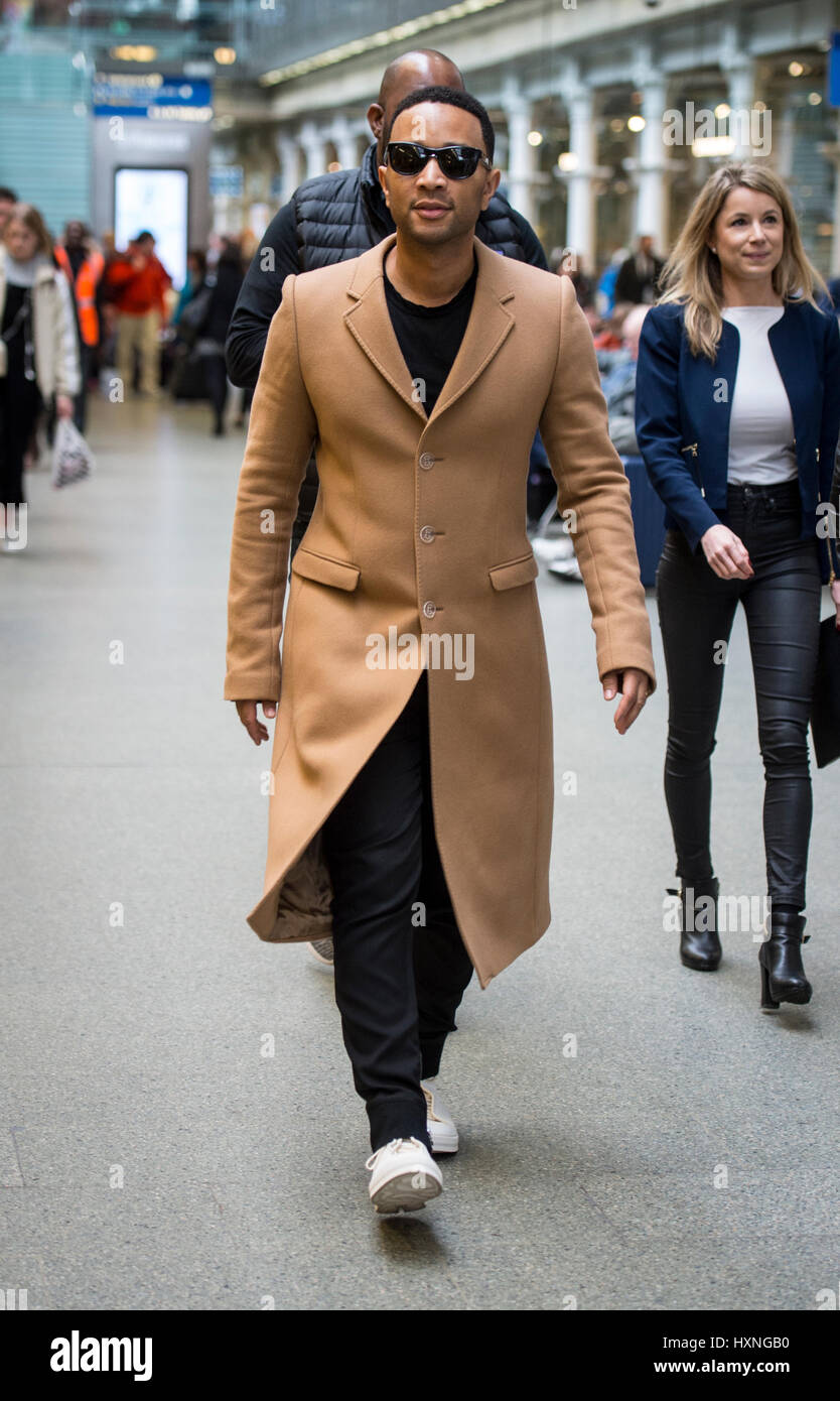 US singer John Legend at St Pancras Station, London Stock Photo - Alamy