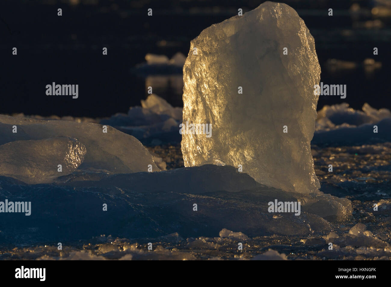 Ice sculptures of glacier ice, Eis Skulpturen aus Gletschereis Stock ...