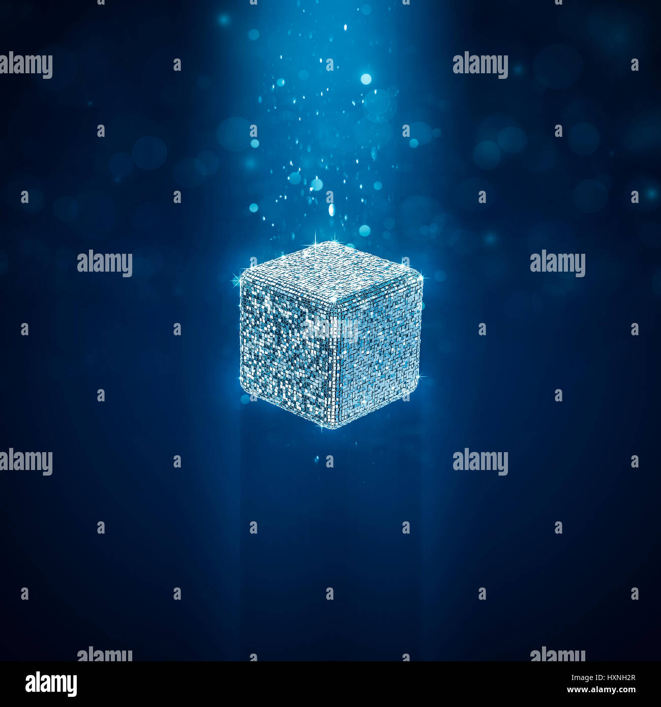 Disco ball cube / 3D illustration of cube shaped glitter ball Stock ...