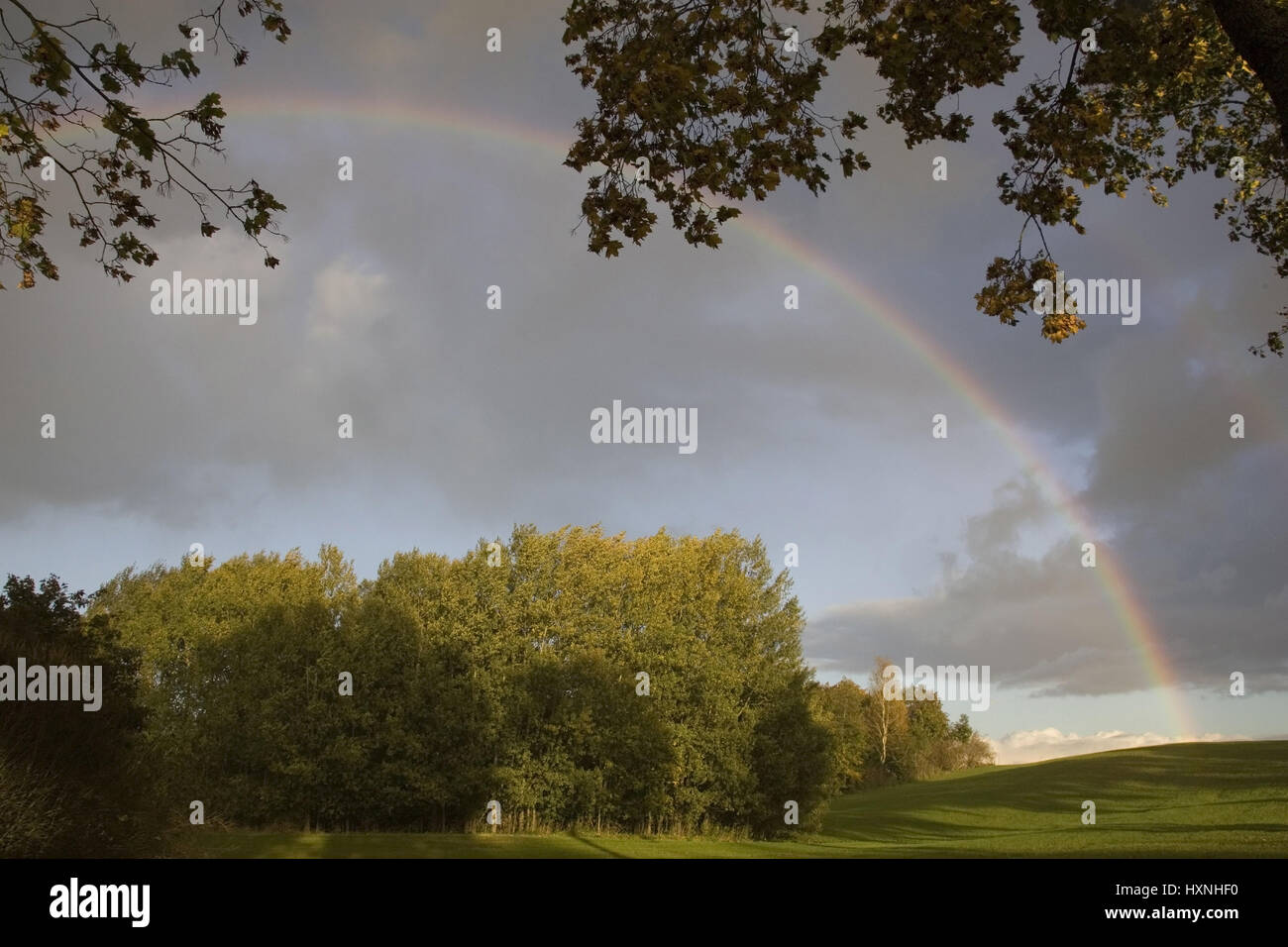 Thunderstorm mood with rainbow in the Masurischen scenery. Masuria ...