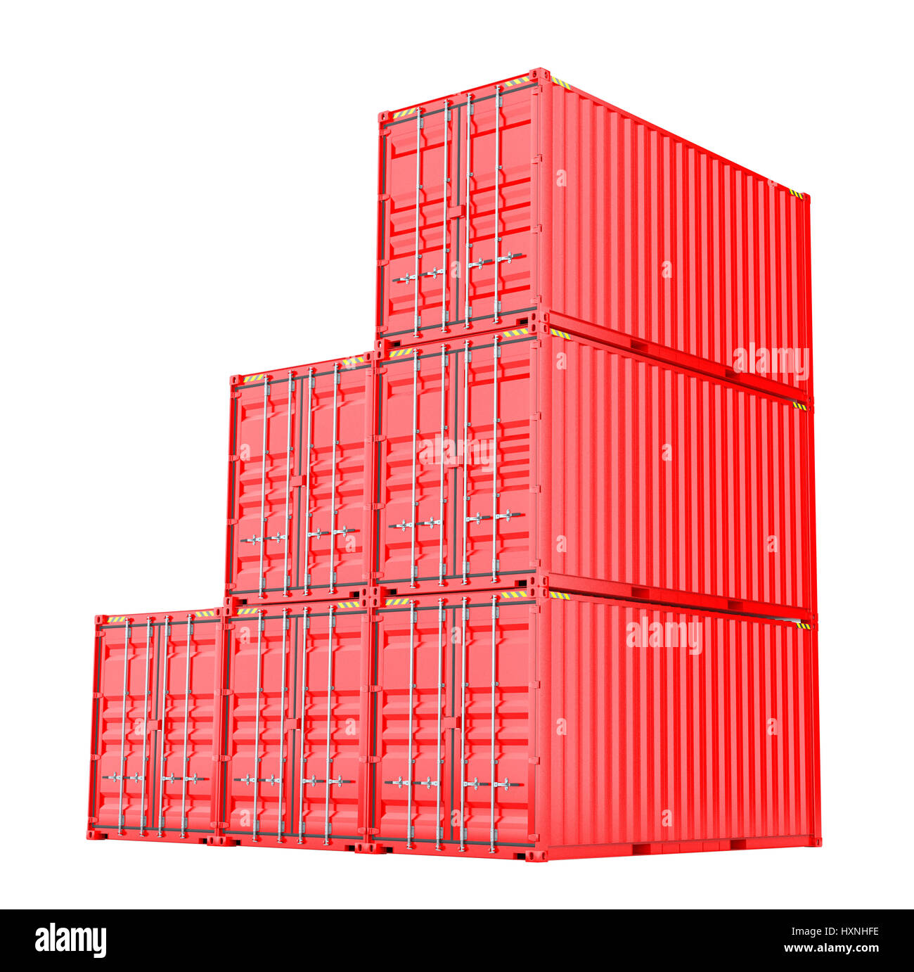 Stacked red cargo containers over white Stock Photo - Alamy