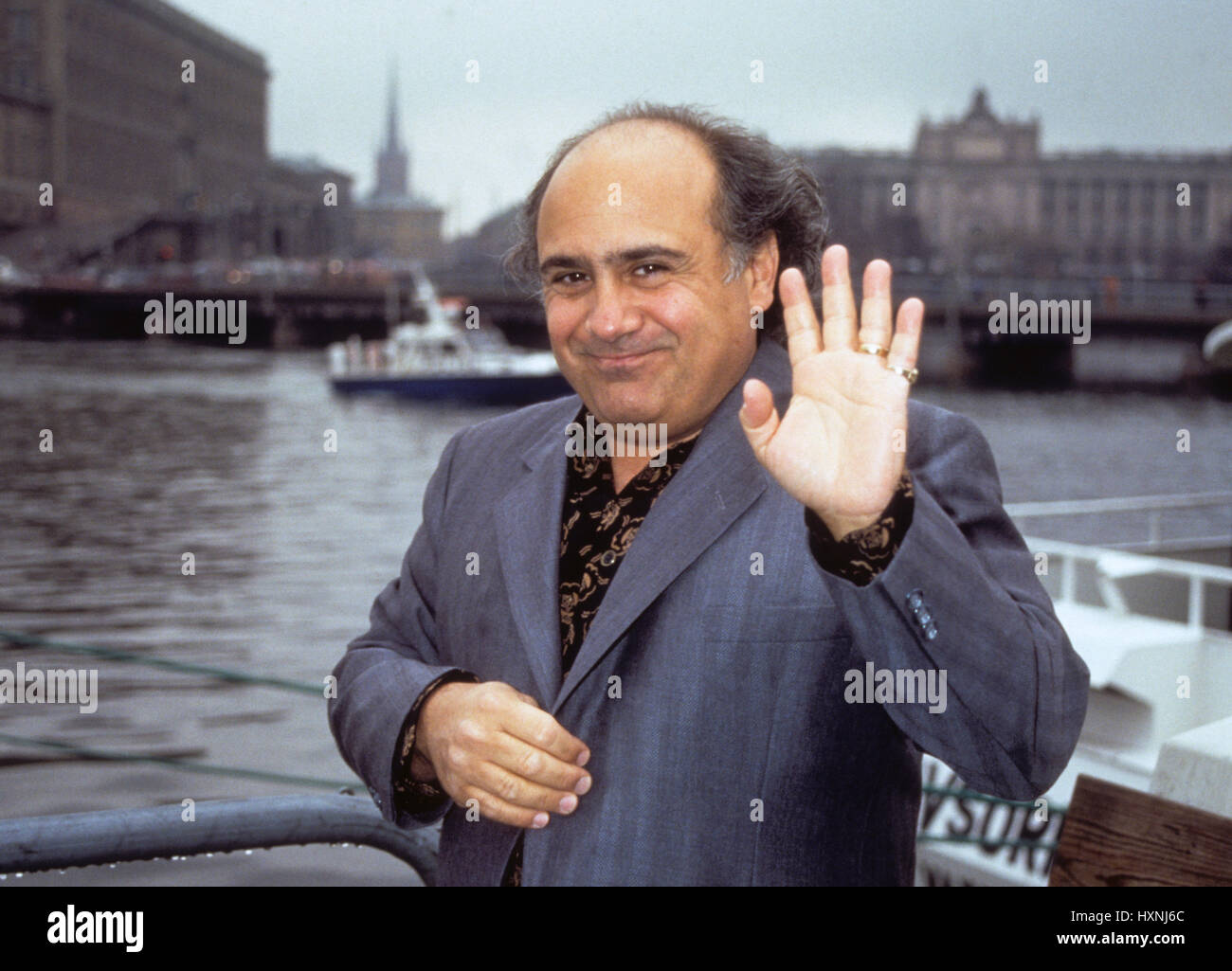 DANNY DE VITO American actor in Stockholm to promote a movie 1990 Stock ...