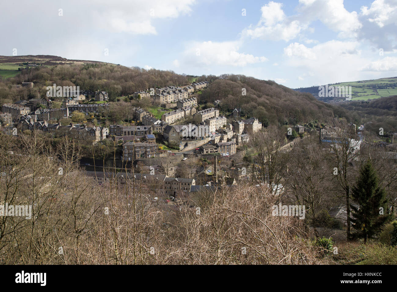 Elevated view of Hebden Bridge Stock Photo - Alamy